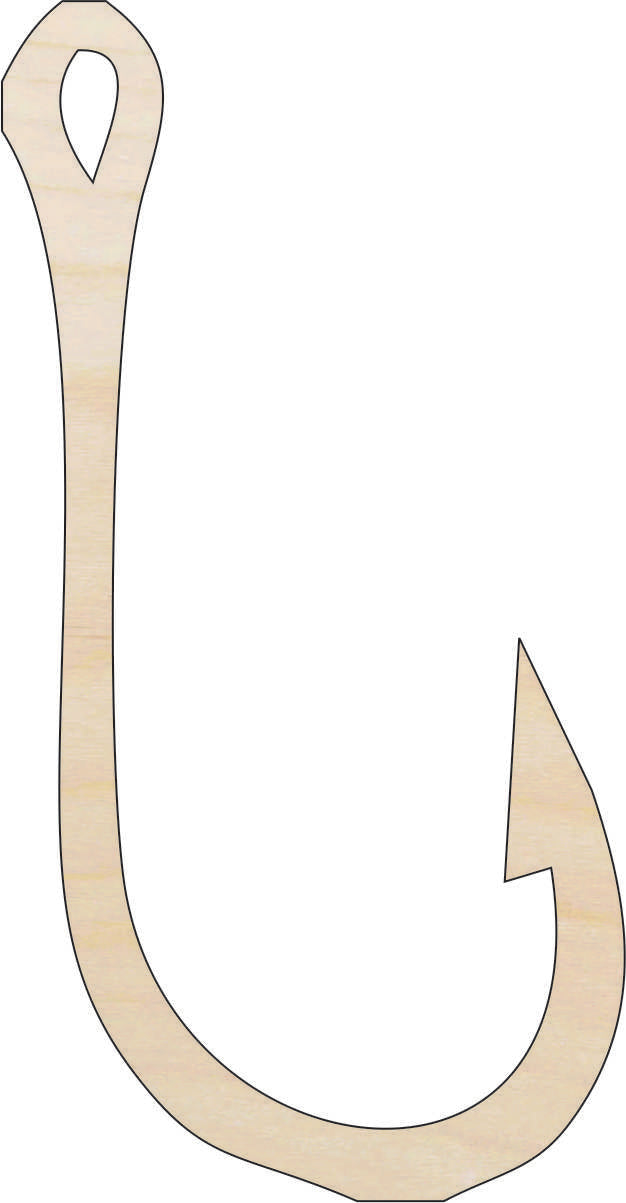 Sport Fish Hook - Laser Cut Out Unfinished Wood Craft Shape FSH28 – The ...