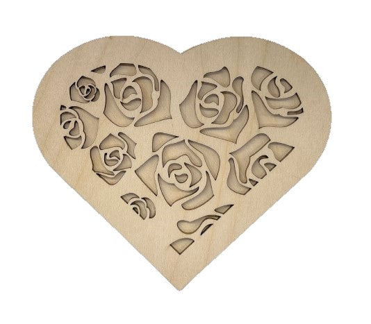3D Rose Heart Box 5 Pieces Laser Cut Out Unfinished Wood BOX3 – The ...
