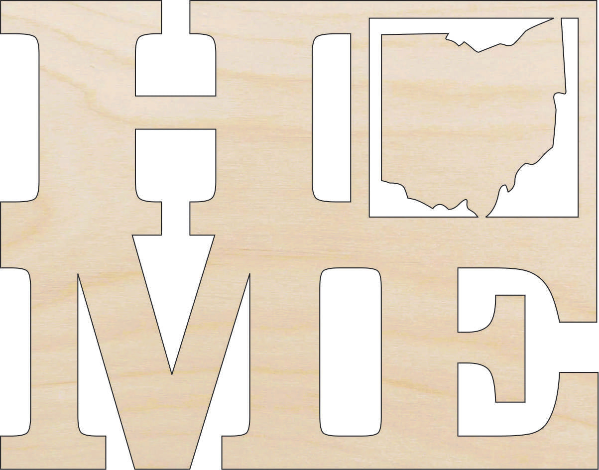 State Ohio Home - Laser Cut Out Unfinished Wood Craft Shape STAT37 ...