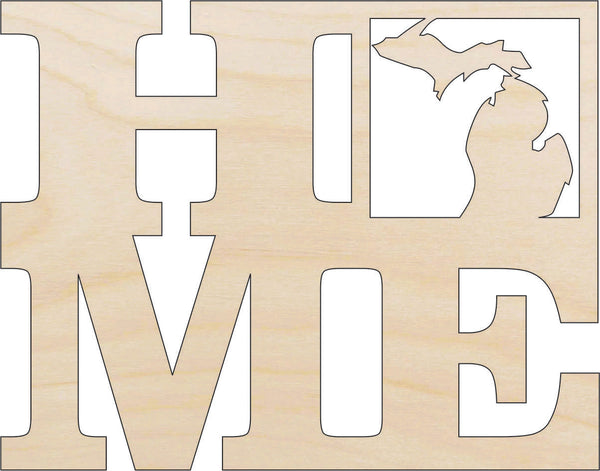 State Michigan Home - Laser Cut Out Unfinished Wood Craft Shape STAT39 ...