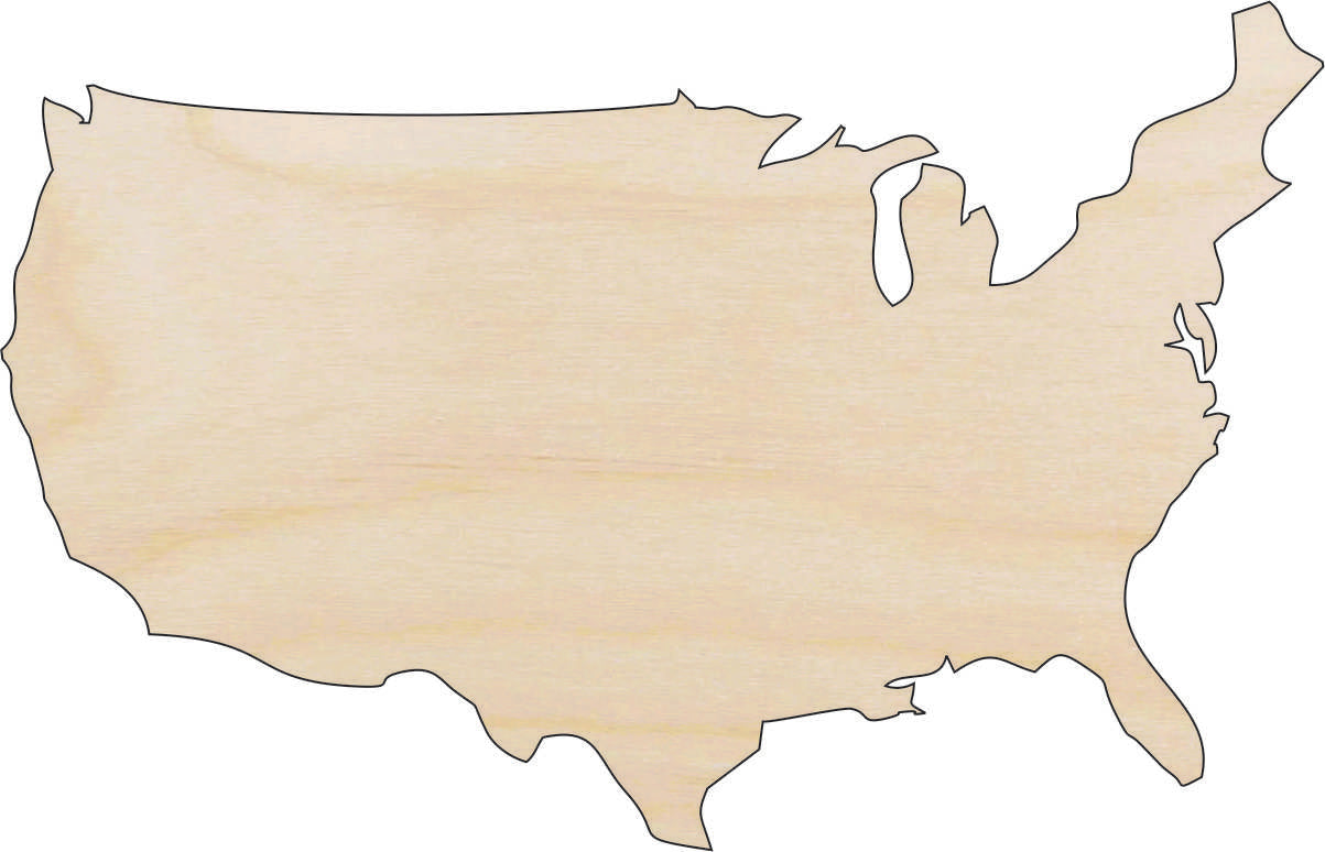 State United States - Laser Cut Out Unfinished Wood Craft Shape USA22 ...
