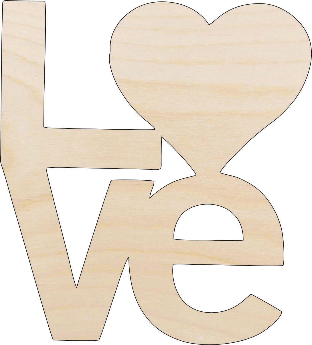 Word Love - Laser Cut Out Unfinished Wood Craft Shape VAL43 – The Wood ...